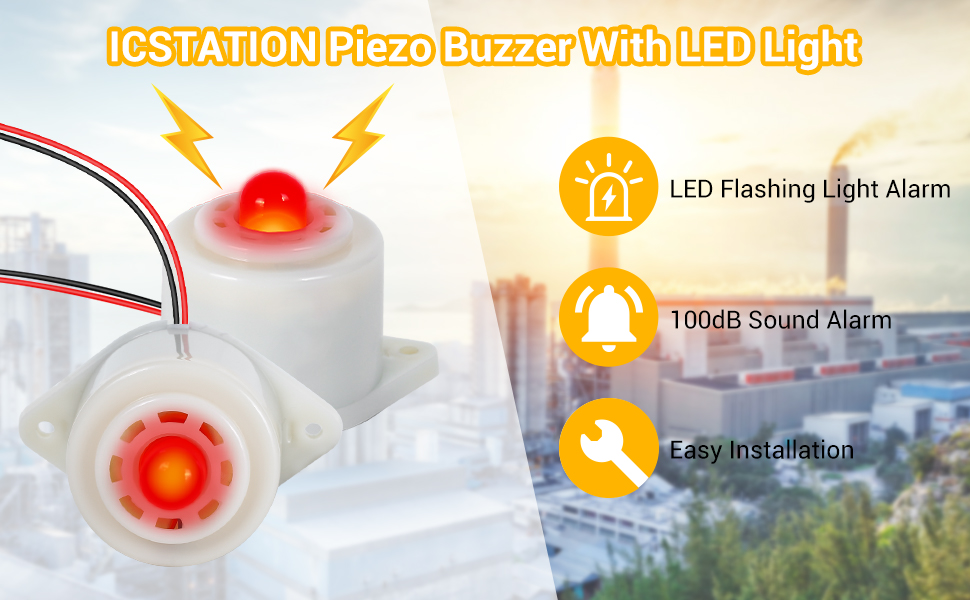 DC 24V 100dB Buzzer Alarm with Strobe Red Light from ICStation on Tindie